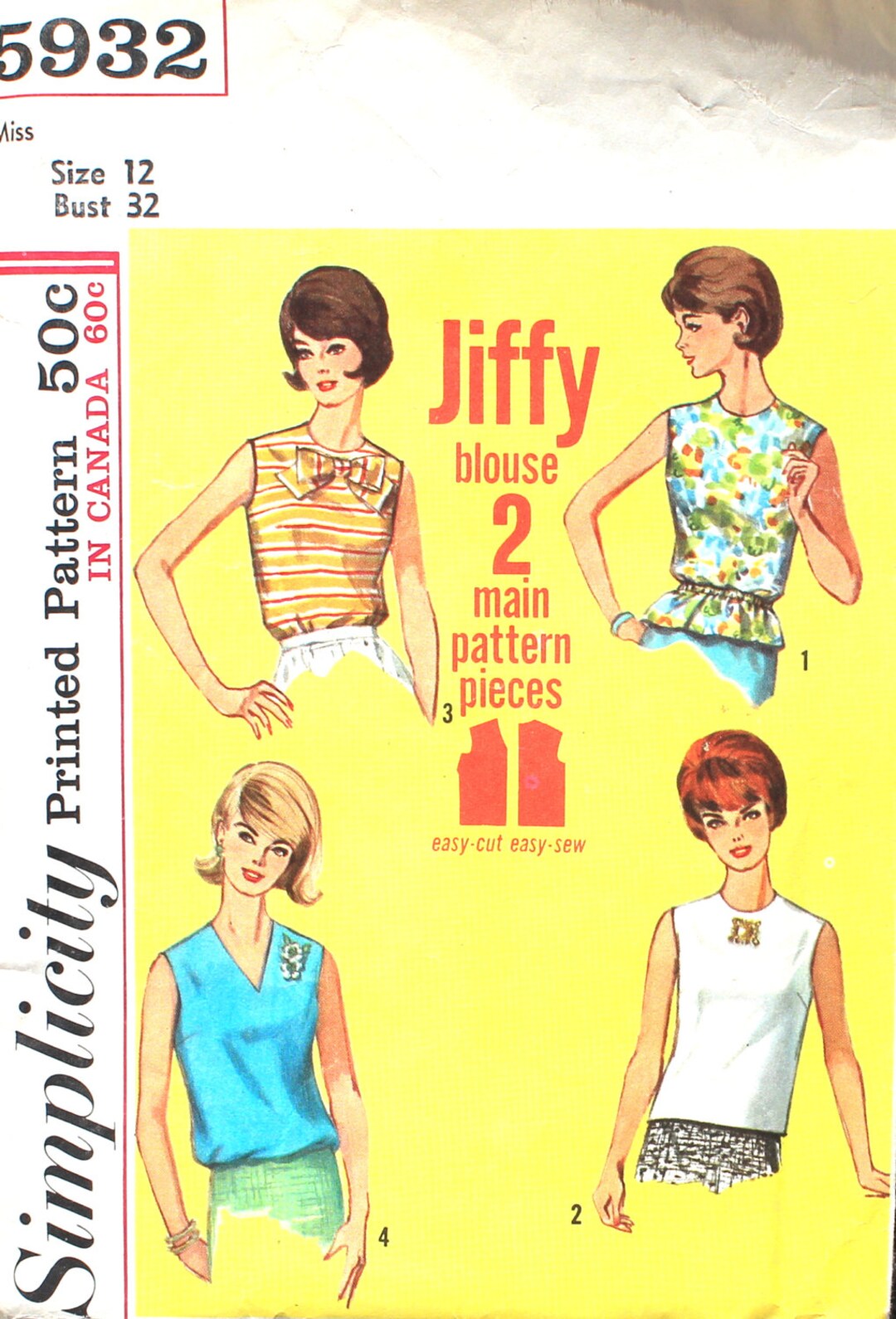 1960's Jiffy Blouse With Huge Bow so Cute! Bust 32 - Etsy