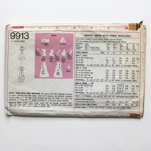 UNCUT Dress With Empire Waist Sewing Pattern Bust 34 Size 12 Simplicity ...