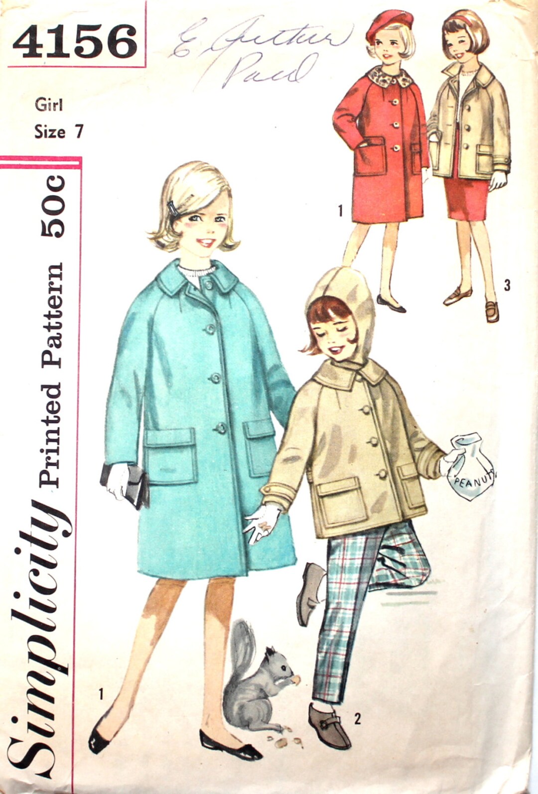 UNCUT Girl's Coat in Two Lengths Size 7 With Detachable Hood Simplicity ...