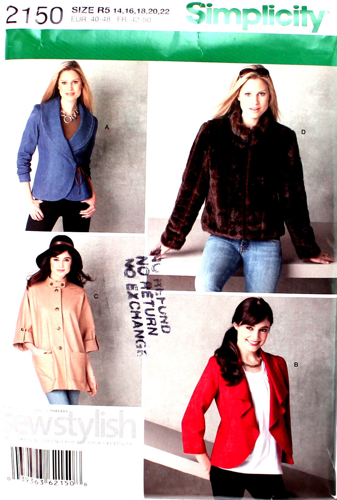 UNCUT Short Jacket From the Publisher of Threads Magazine Bust 36 44 ...