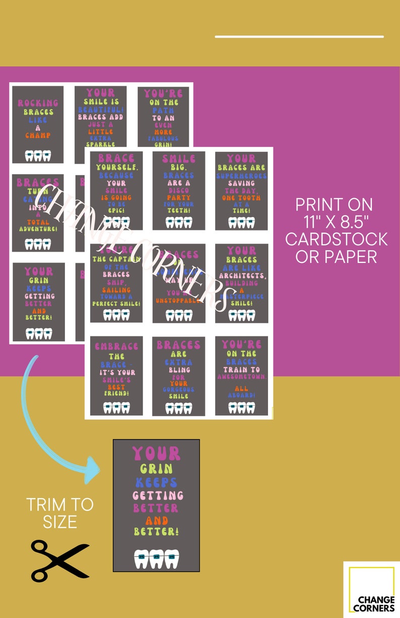 Colorful Printable Affirmation Cards for Kids With Braces - Boost ...