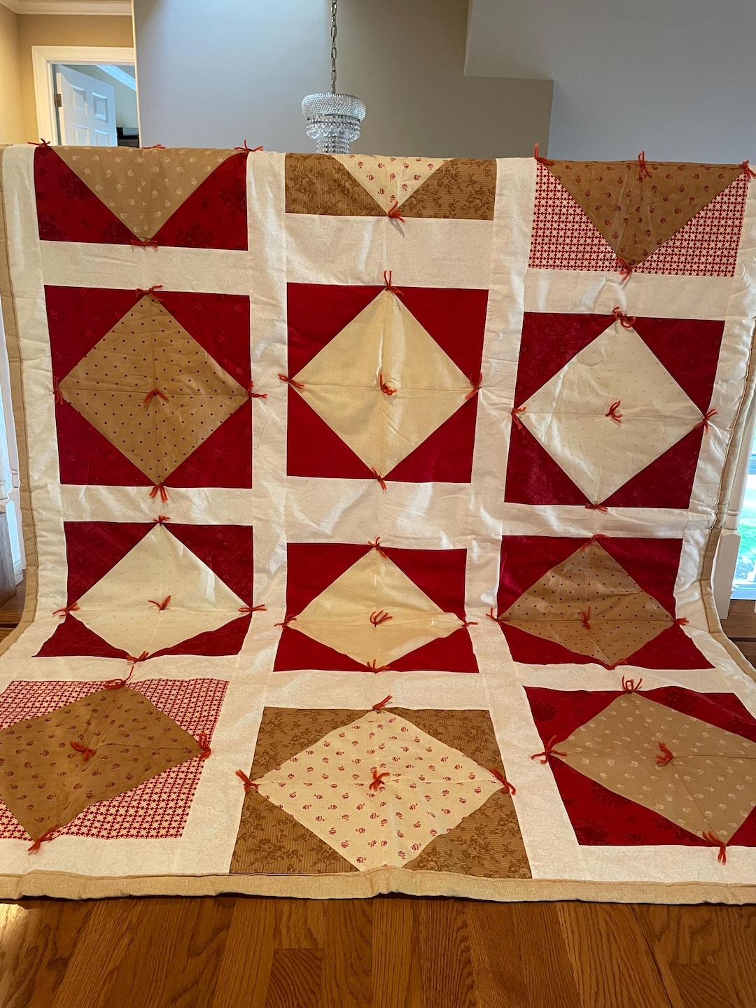 Patchwork Hand Tied Quilt Bedspread Machine Sewn and Quilted Chateau De ...