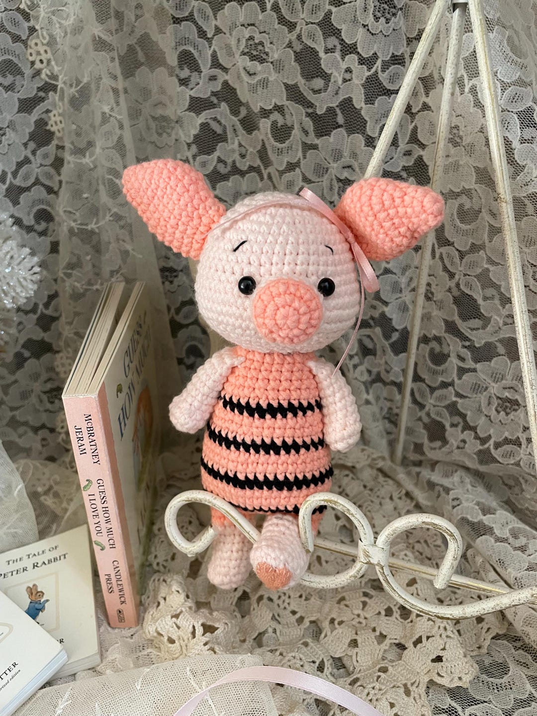 Amigurumi Crochet Winnie the Pooh Inspired Stuffed Piglet Pig With Wool ...