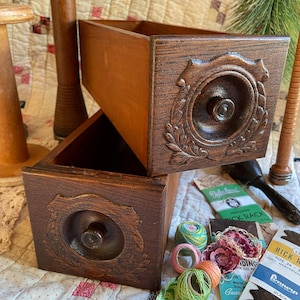 Vintage Antique Wooden Singer Sewing Machine Drawer Trinket Storage Box ...