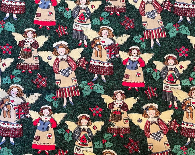 Vintage 1995 Susan Winget Country Christmas Angel Fabric by Fabric ...
