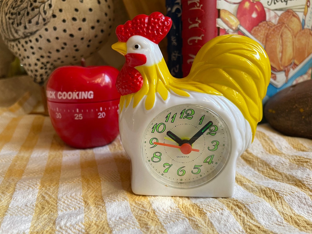 Vintage RARE Chicken Rooster Alarm Kitchen Counter Clock Crows - Etsy