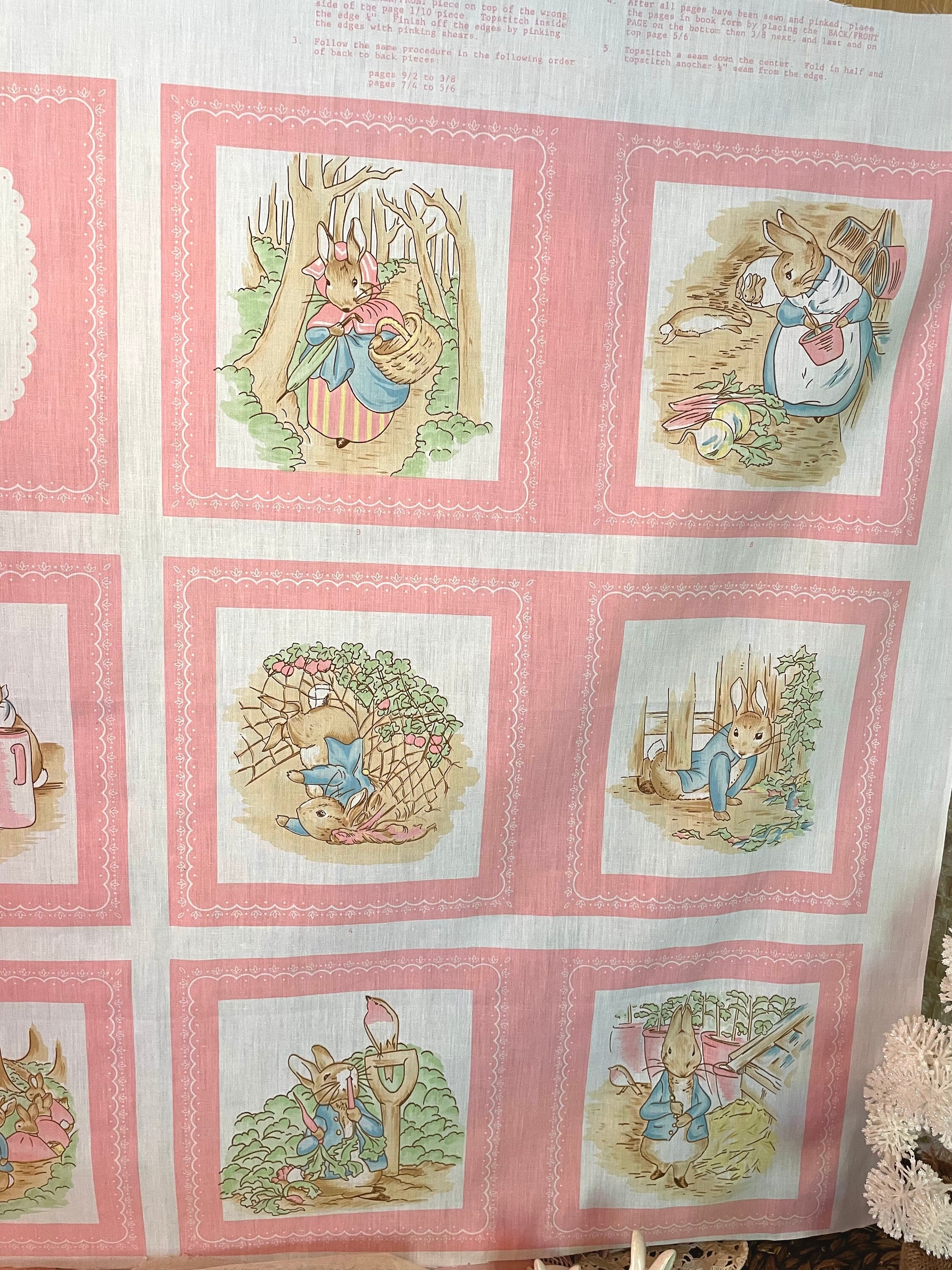Vintage 1988 Beatrix Potter Peter Rabbit Cloth Picture Book PINK Fabric ...