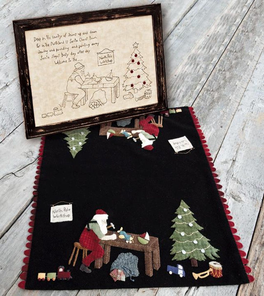 North Pole Workshop Wool Applique Pattern With Stitchery by Nutmeg Hare ...