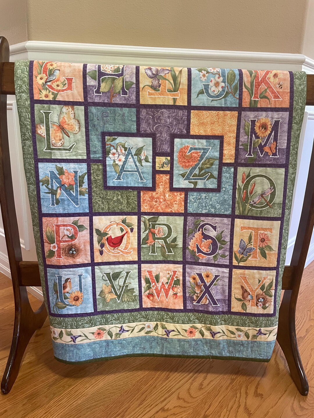 Susan Winget ABC Poetic Letters Alphabet Patchwork Quilt Wall Hanging ...