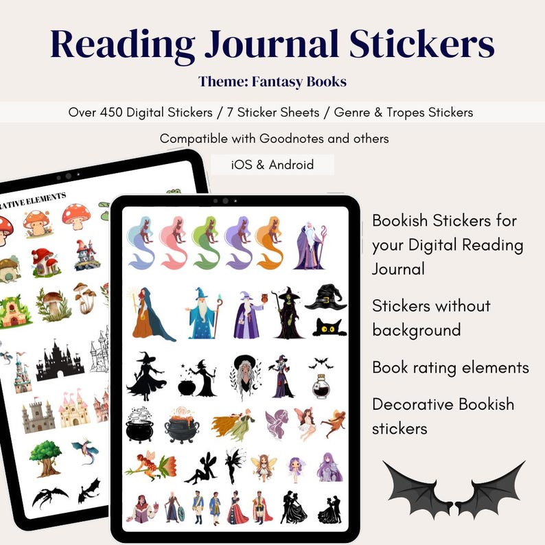 Digital Reading Journal Stickers - Theme: Fantasy Books - Etsy