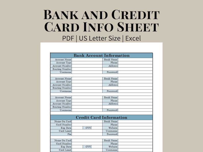 Digital Bank and Credit Card Information Tracker Finance Organizer ...