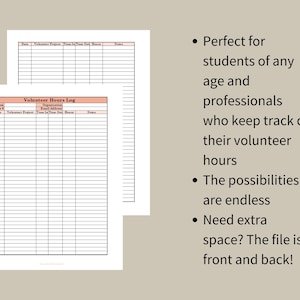 Volunteer Hours Log: Community Service Tracker (digital Download) - Etsy