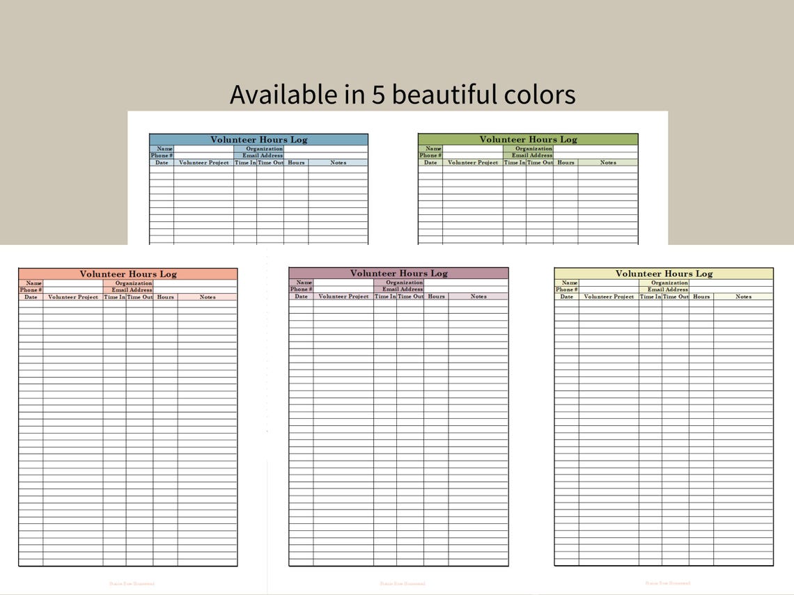 Volunteer Hours Log: Community Service Tracker (digital Download) - Etsy