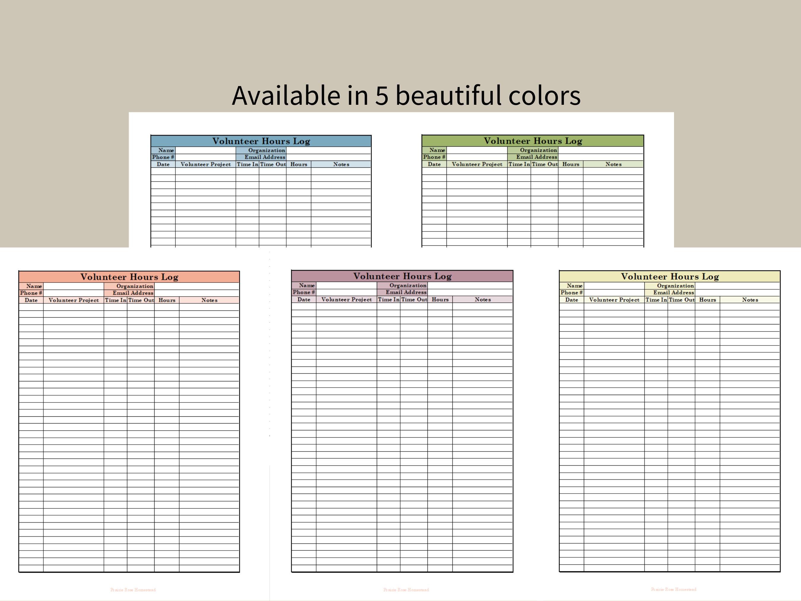 Volunteer Hours Log: Community Service Tracker (digital Download) - Etsy