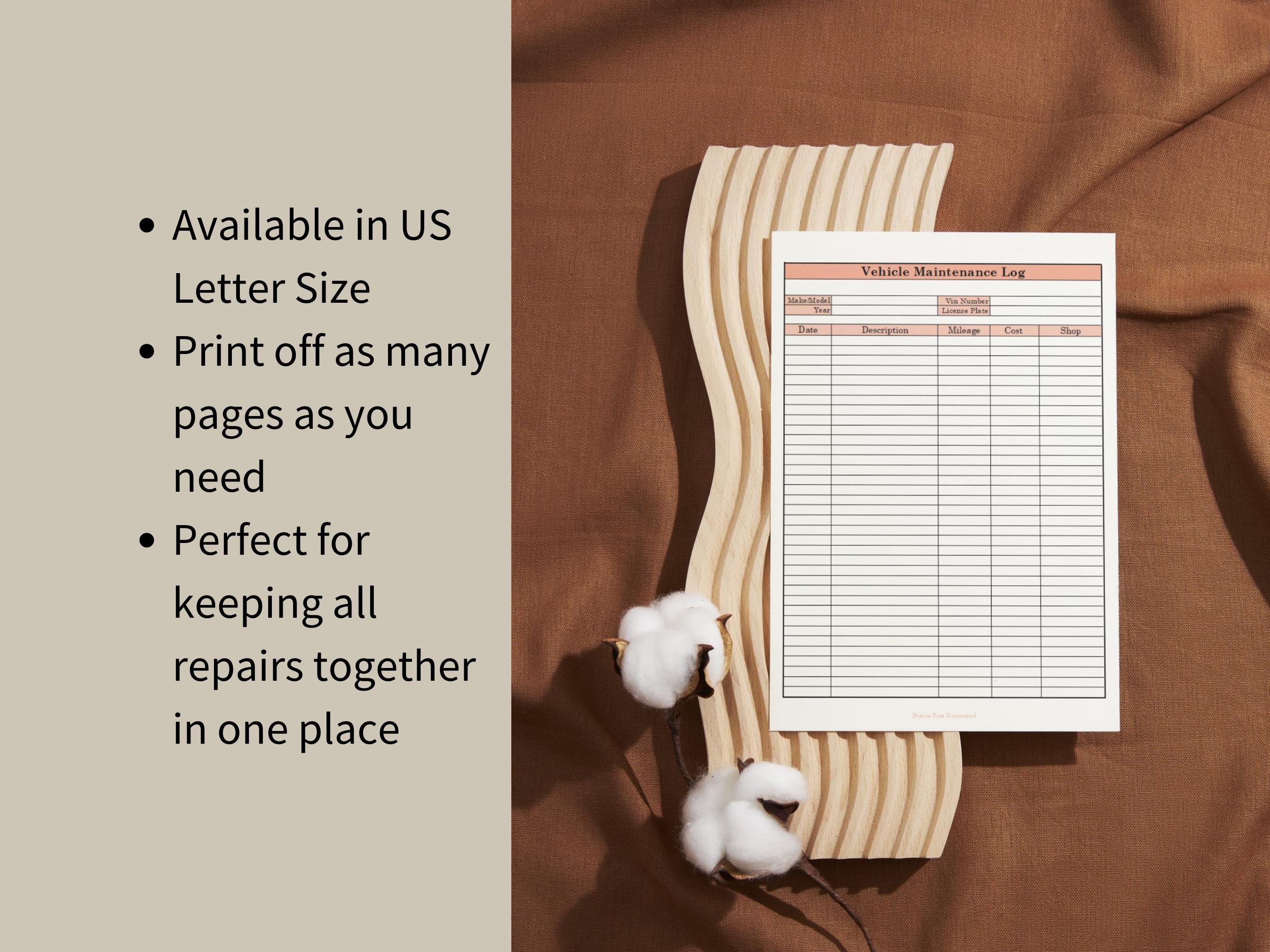 Digital Vehicle Maintenance Log Auto Maintenance Tracker Auto Repair ...