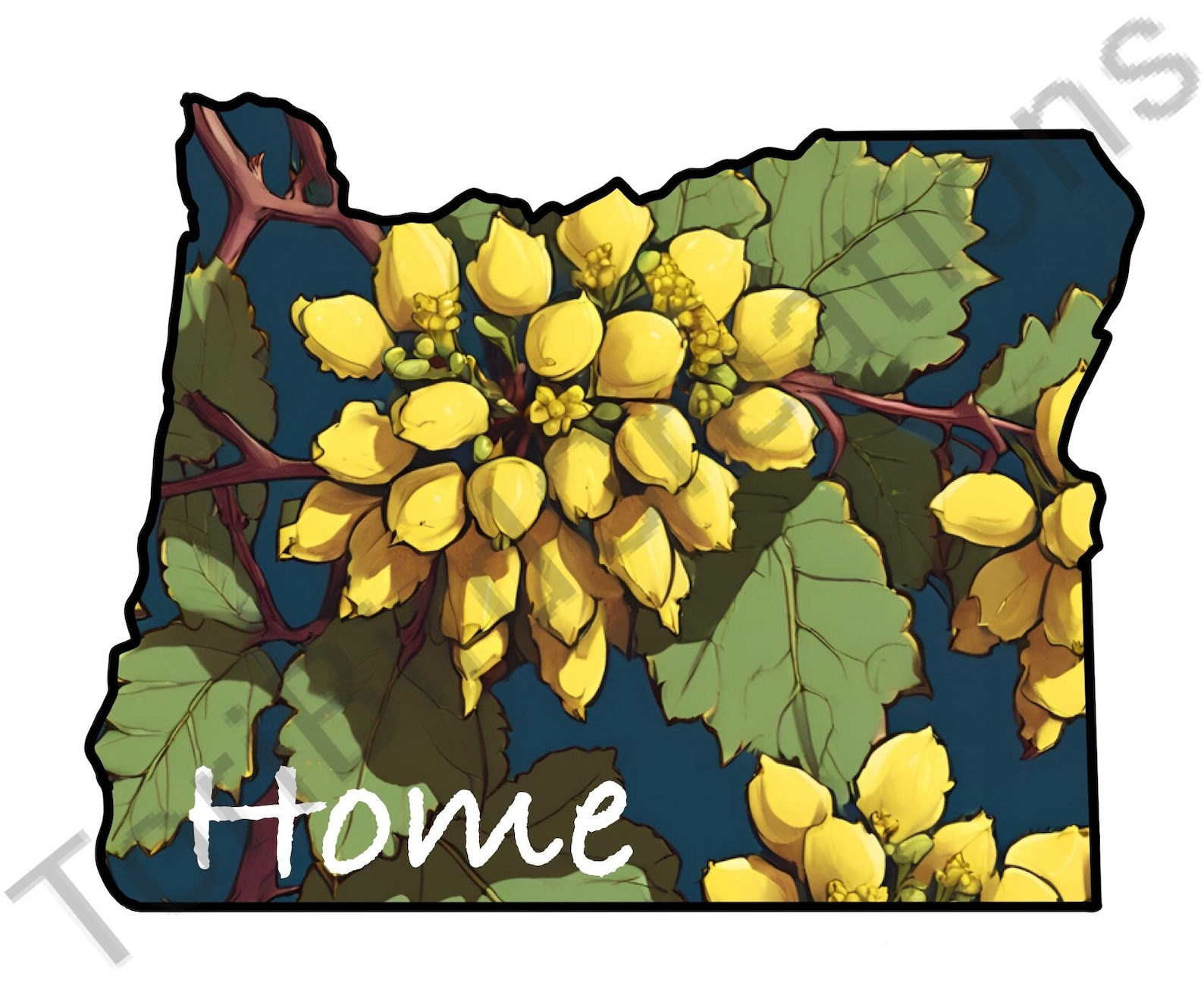 Oregon Grape Flowers State Flower With Home Statement - Etsy