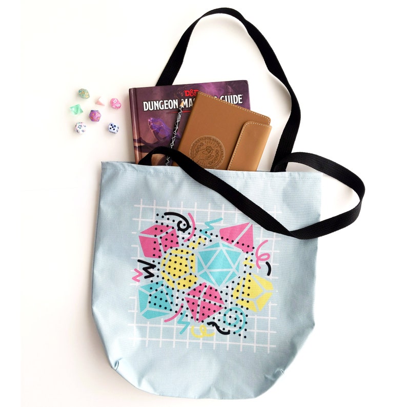 90s Dice Tote Bag, Dungeons and Dragons Tote Bag - Etsy