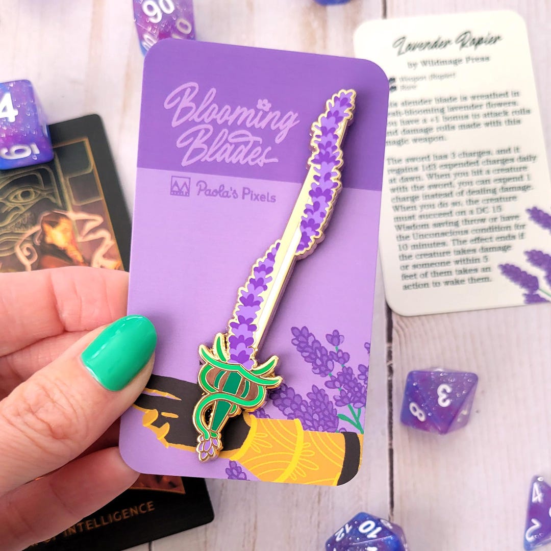 Lavender Rapier Enamel Pin, Dungeons and Dragons Enamel Pin, Cute Sword ...