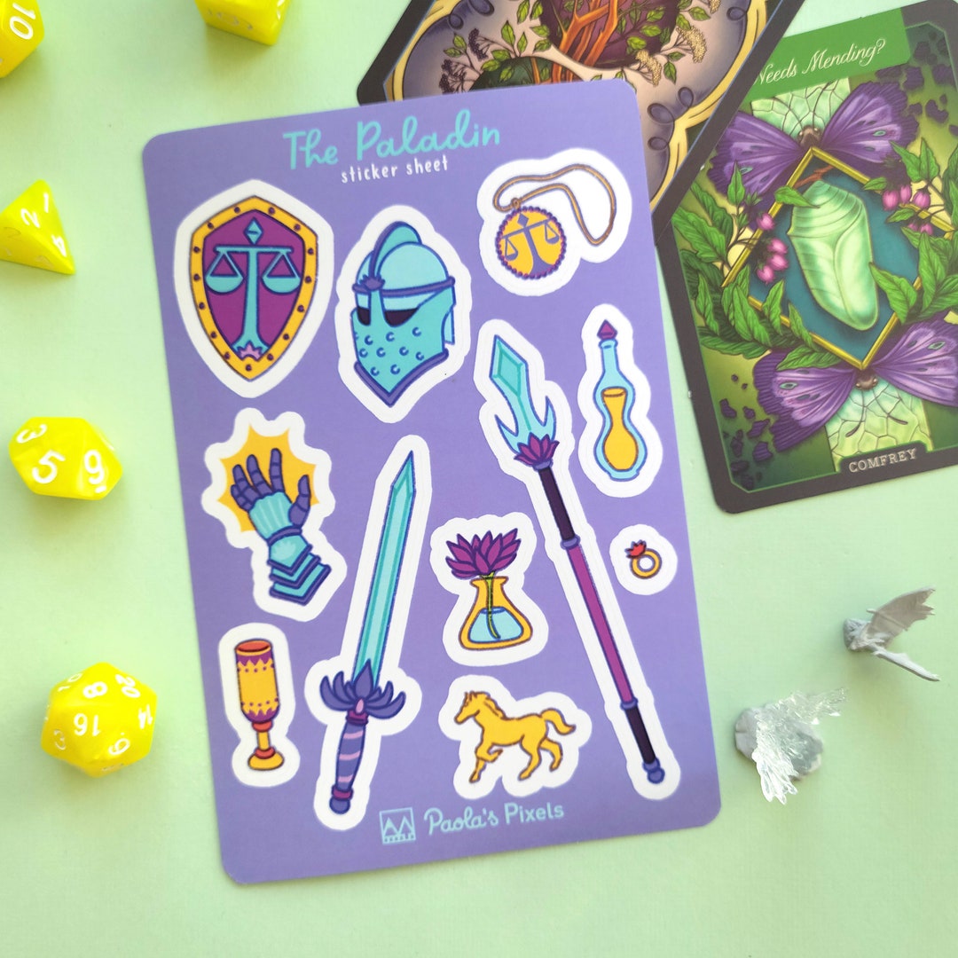 The Paladin Sticker Sheet, Dungeons and Dragons Sticker Sheet, Dnd ...