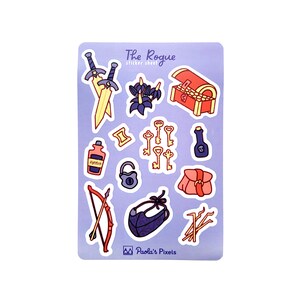 Rogue Sticker Sheet, Dungeons and Dragons Sticker Sheet, Dnd Stickers ...