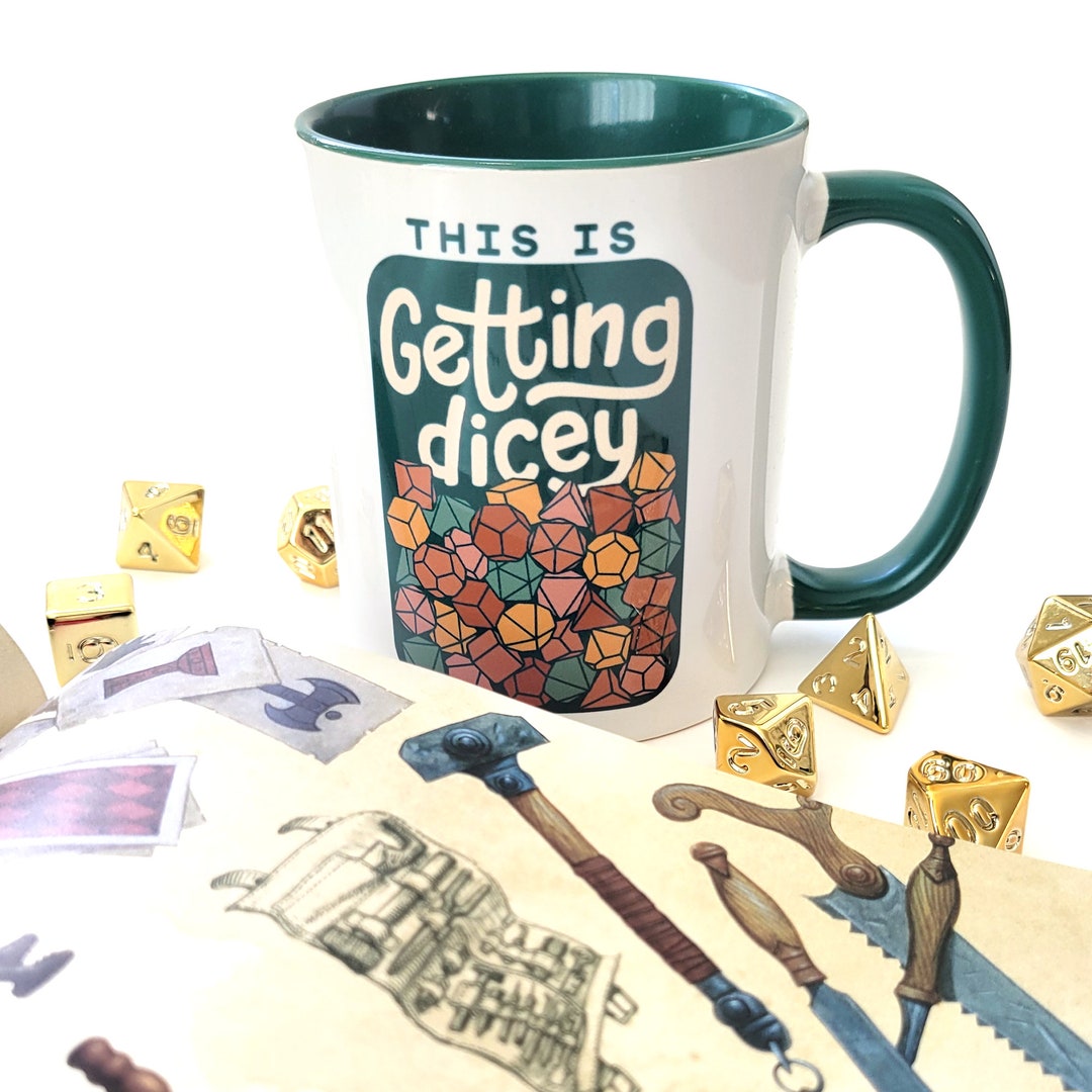 This is Getting Dicey Mug, Dungeons and Dragons Mug, Dice Mug - Etsy