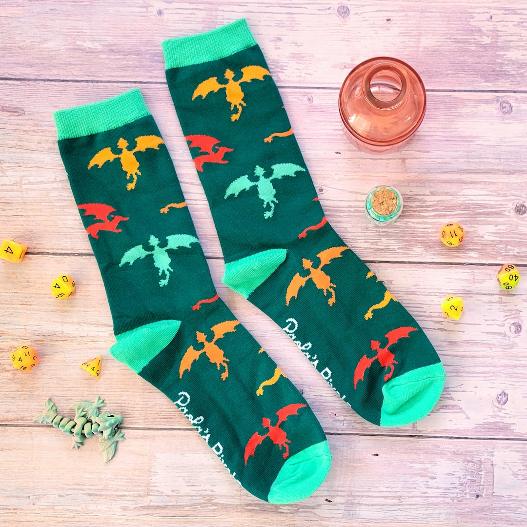 Dragon Socks, Dungeons and Dragons Socks, Geeky Socks - Etsy