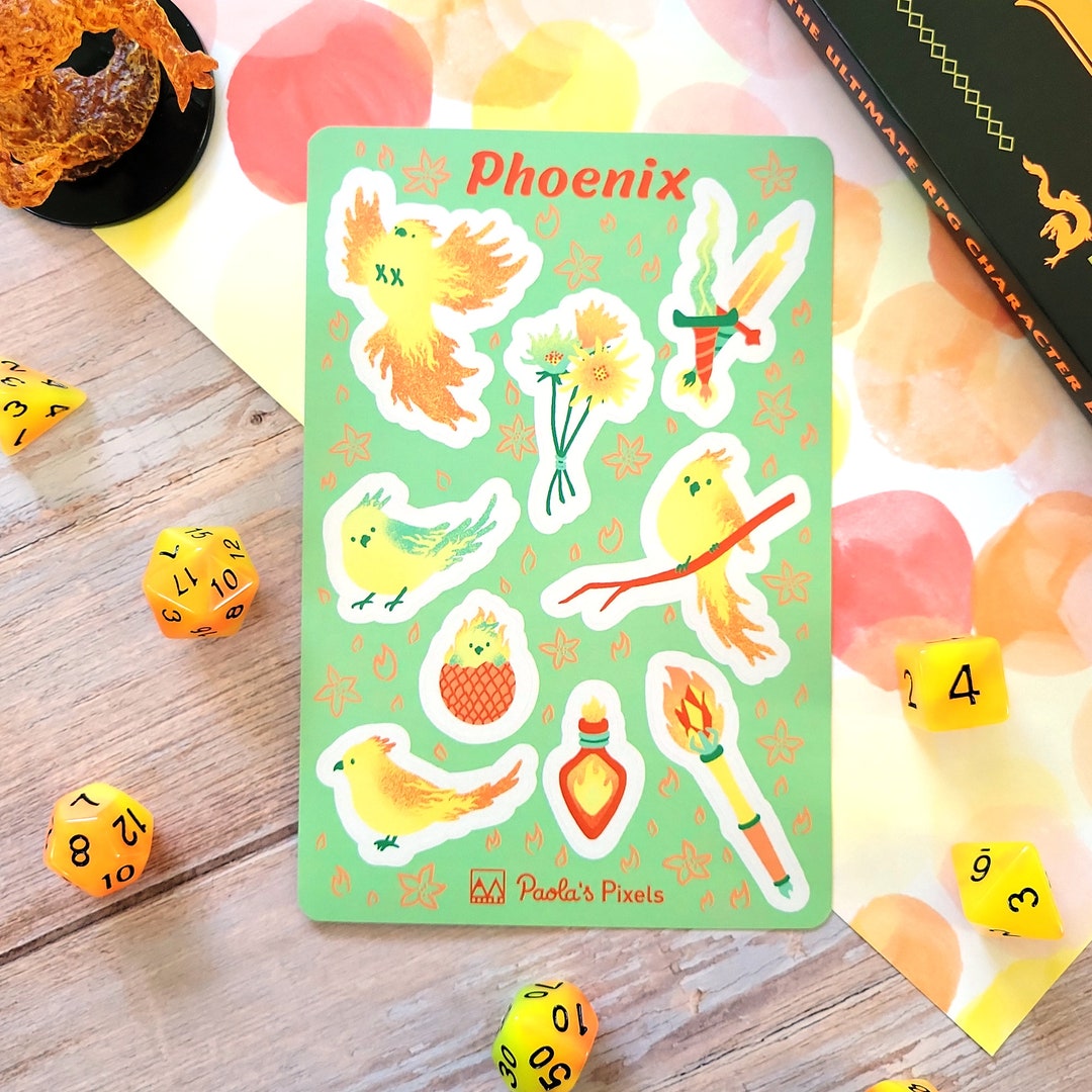Phoenix Sticker Sheet, Dungeons and Dragons Sticker Sheet, Dnd Stickers ...