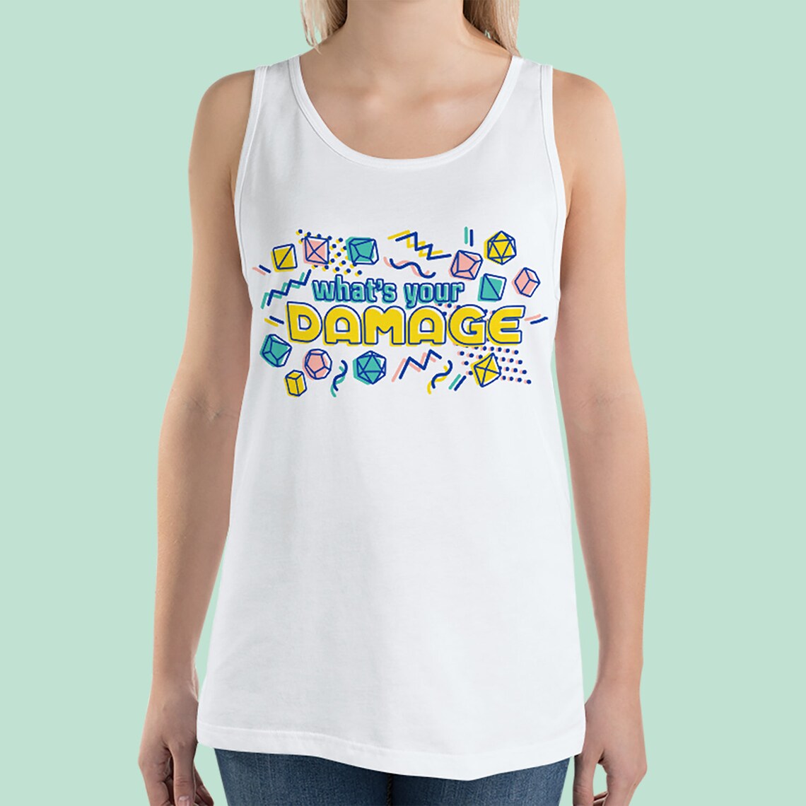 Dungeons and Dragons What's Your Damage Tank Top - Colorful D & D Tank ...