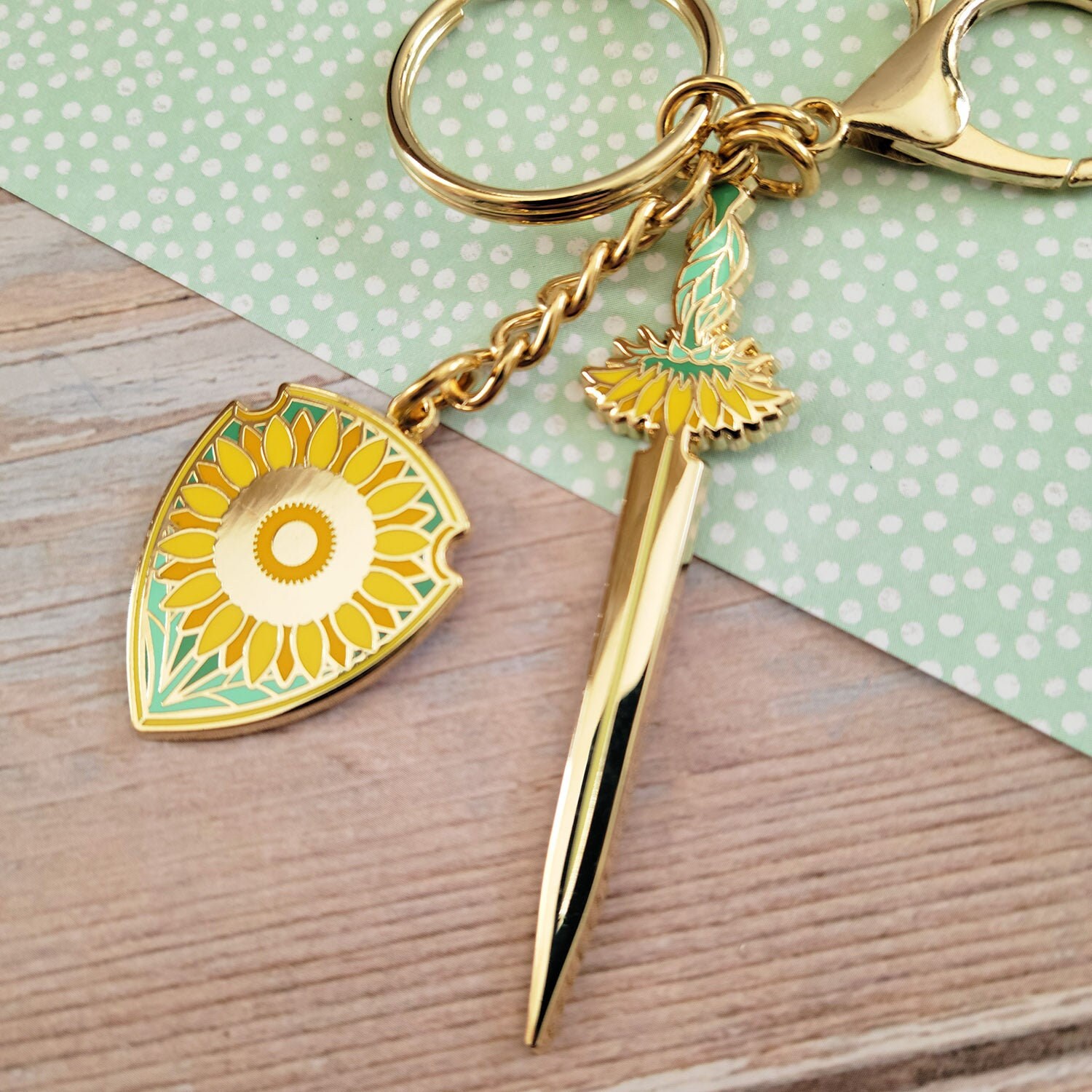 Sunflower Sword and Shield Enamel Keychain Dungeons and - Etsy