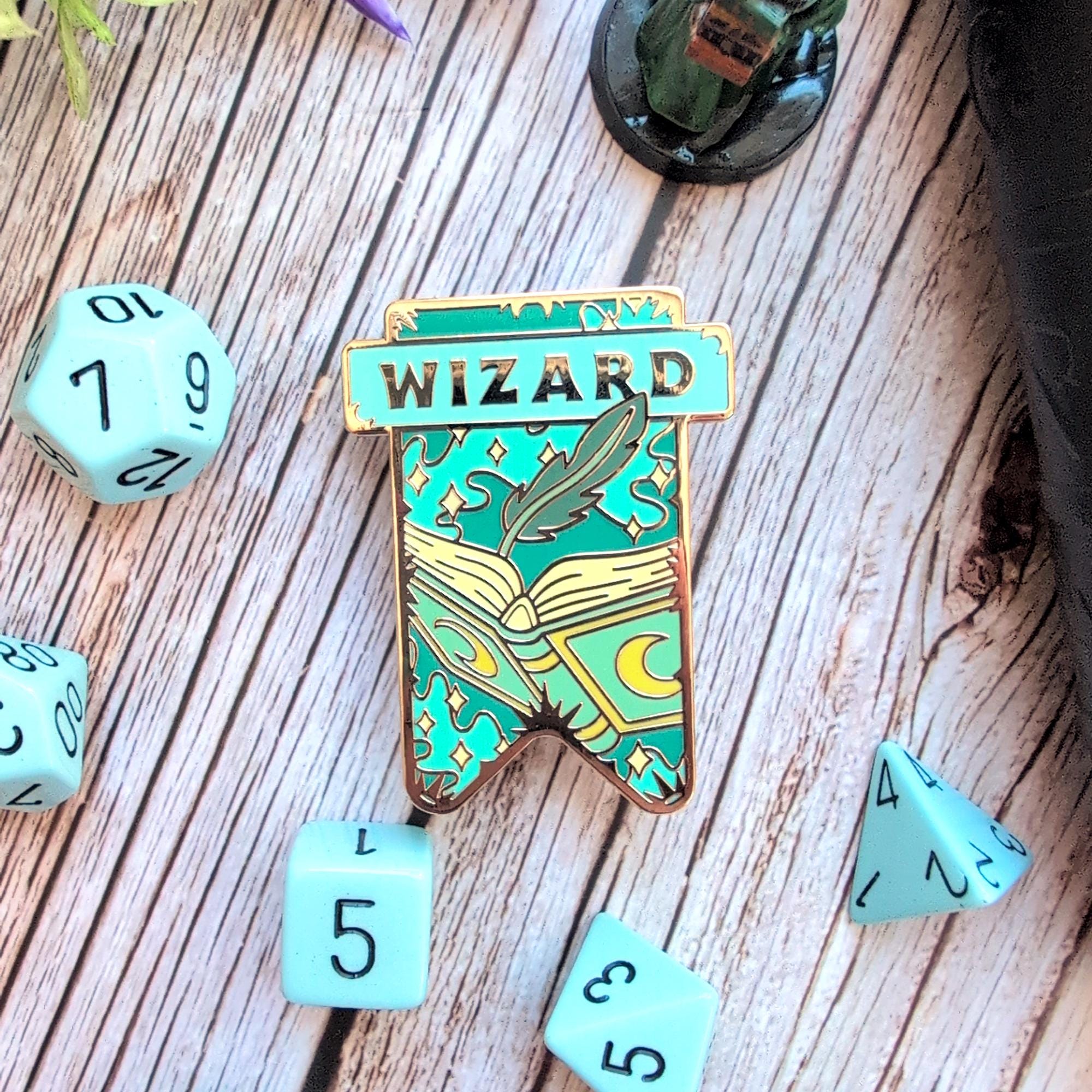 Wizard Banner Enamel Pin, Dungeons and Dragons Enamel Pin, Spell Book ...