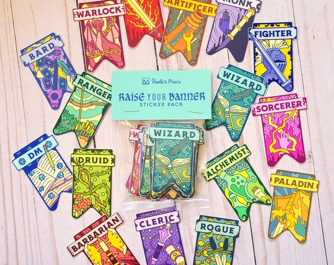 Raise Your Banner Sticker Pack, Dungeons and Dragons Stickers, Geeky ...
