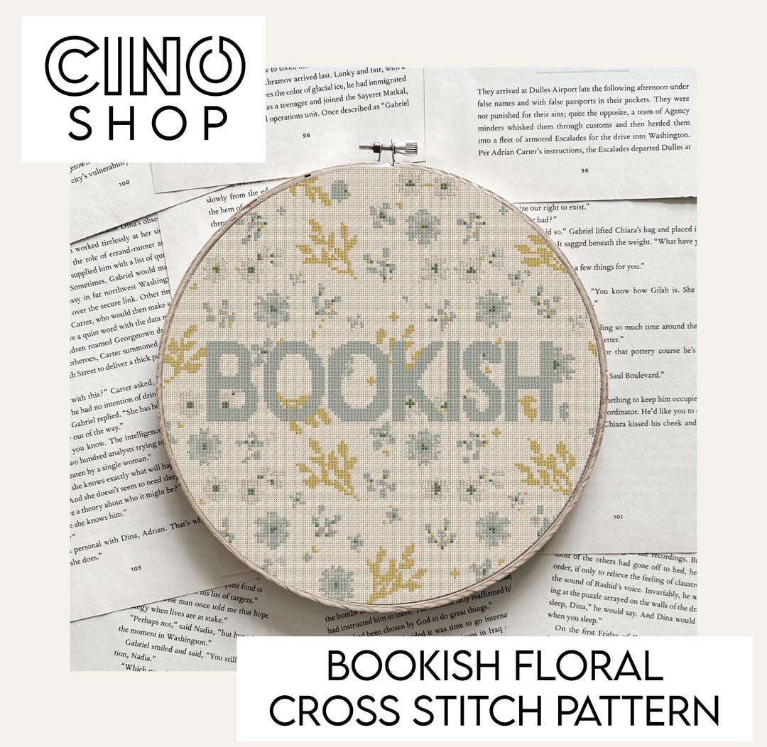 Bookish Floral Cross Stitch PDF PATTERN Bookish Reader Craft - Etsy