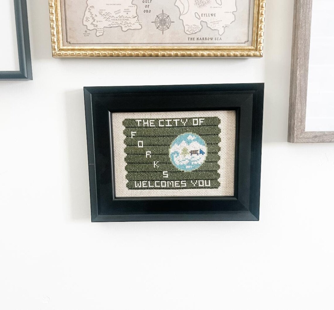 Forks, WA Sign Cross Stitch PDF PATTERN - Etsy