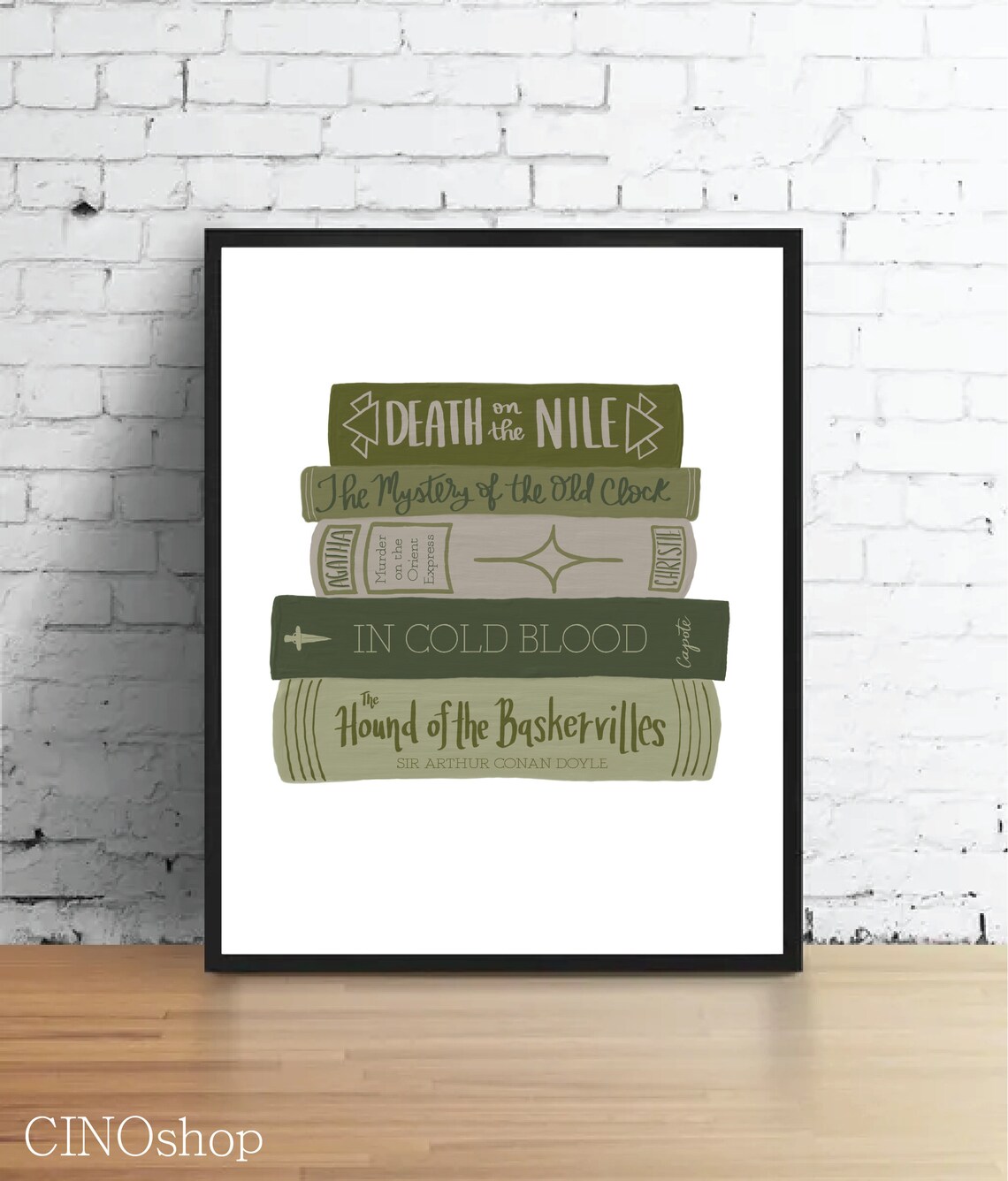 Classic Mystery Book Stack Printable Art Library Print Digital Download ...