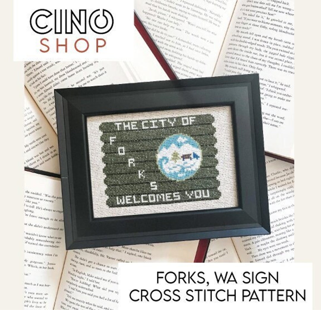 Forks, WA Sign Cross Stitch PDF PATTERN - Etsy