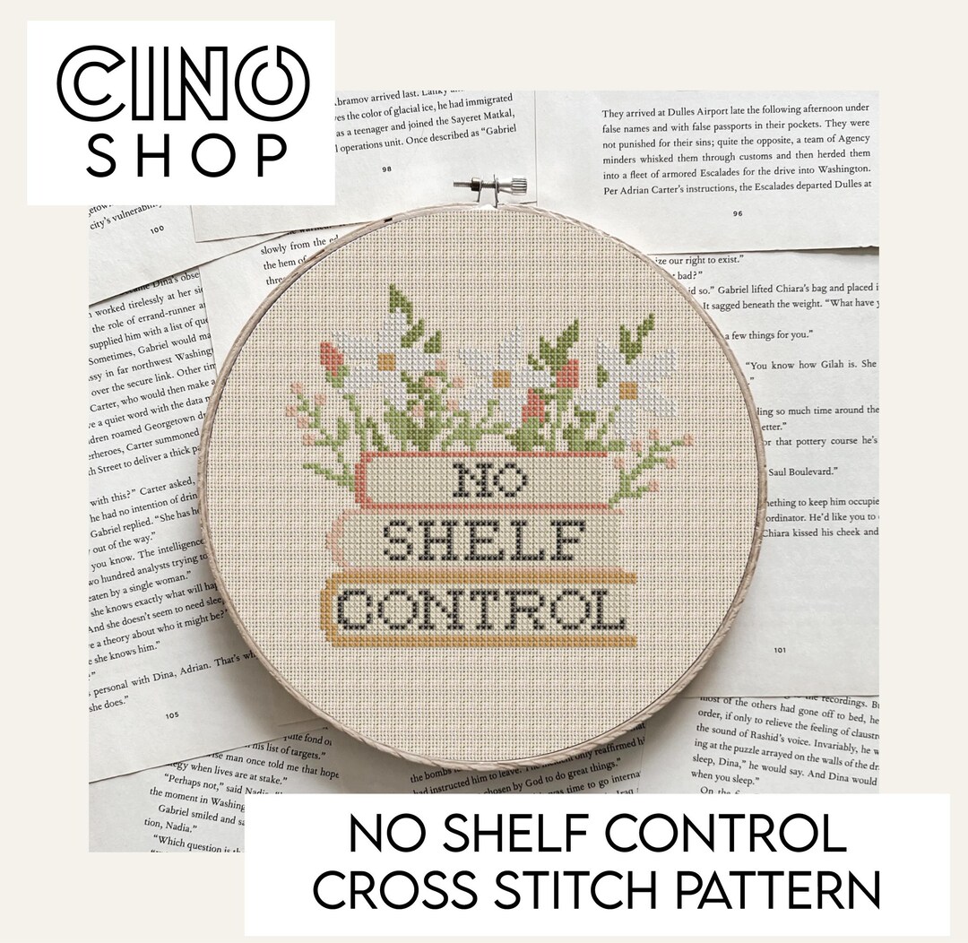 No Shelf Control Floral Book Stack Cross Stitch PDF PATTERN Bookish ...