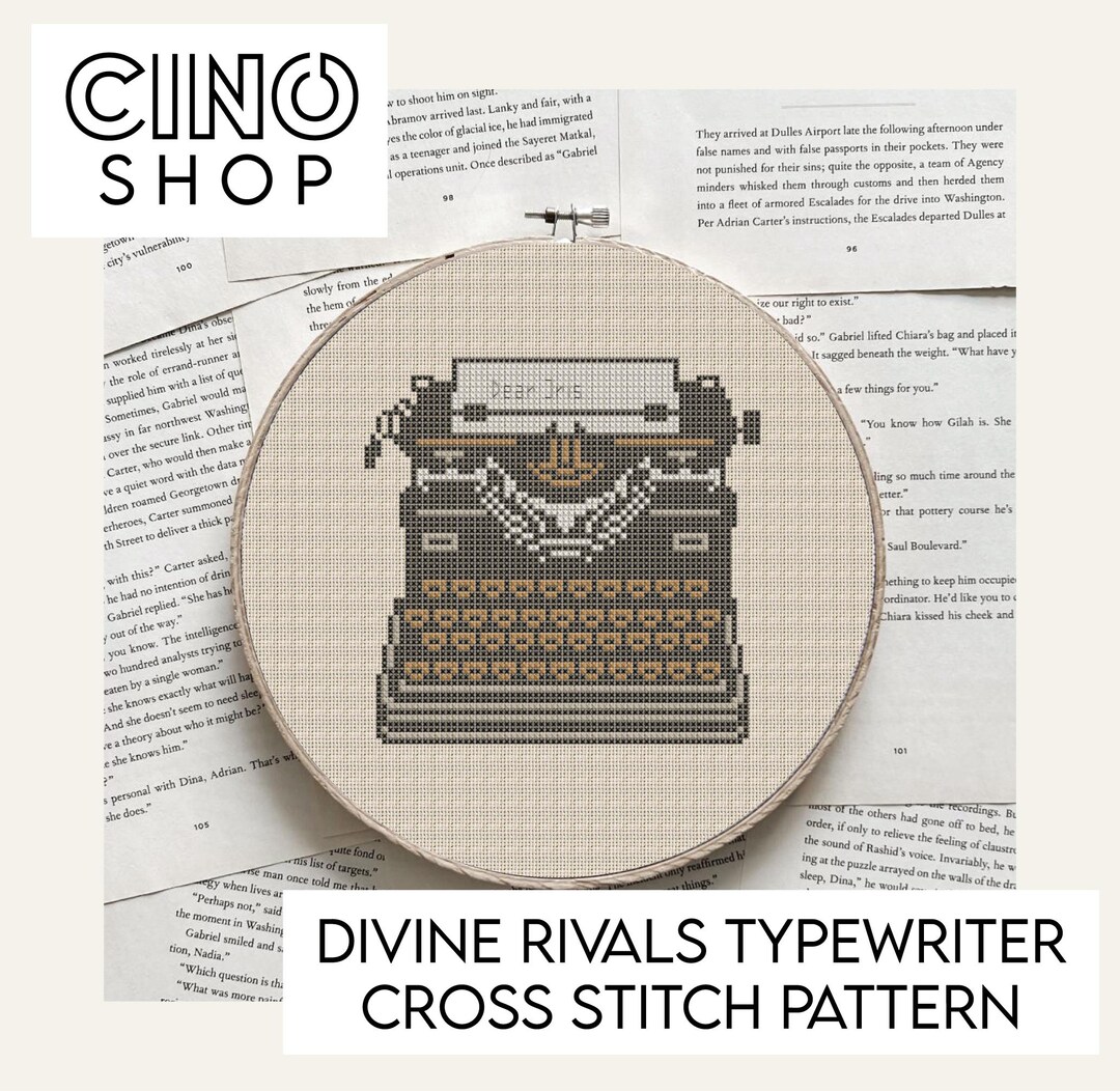 Divine Rivals Typewriter Bookish Cross Stitch PDF PATTERN - Etsy