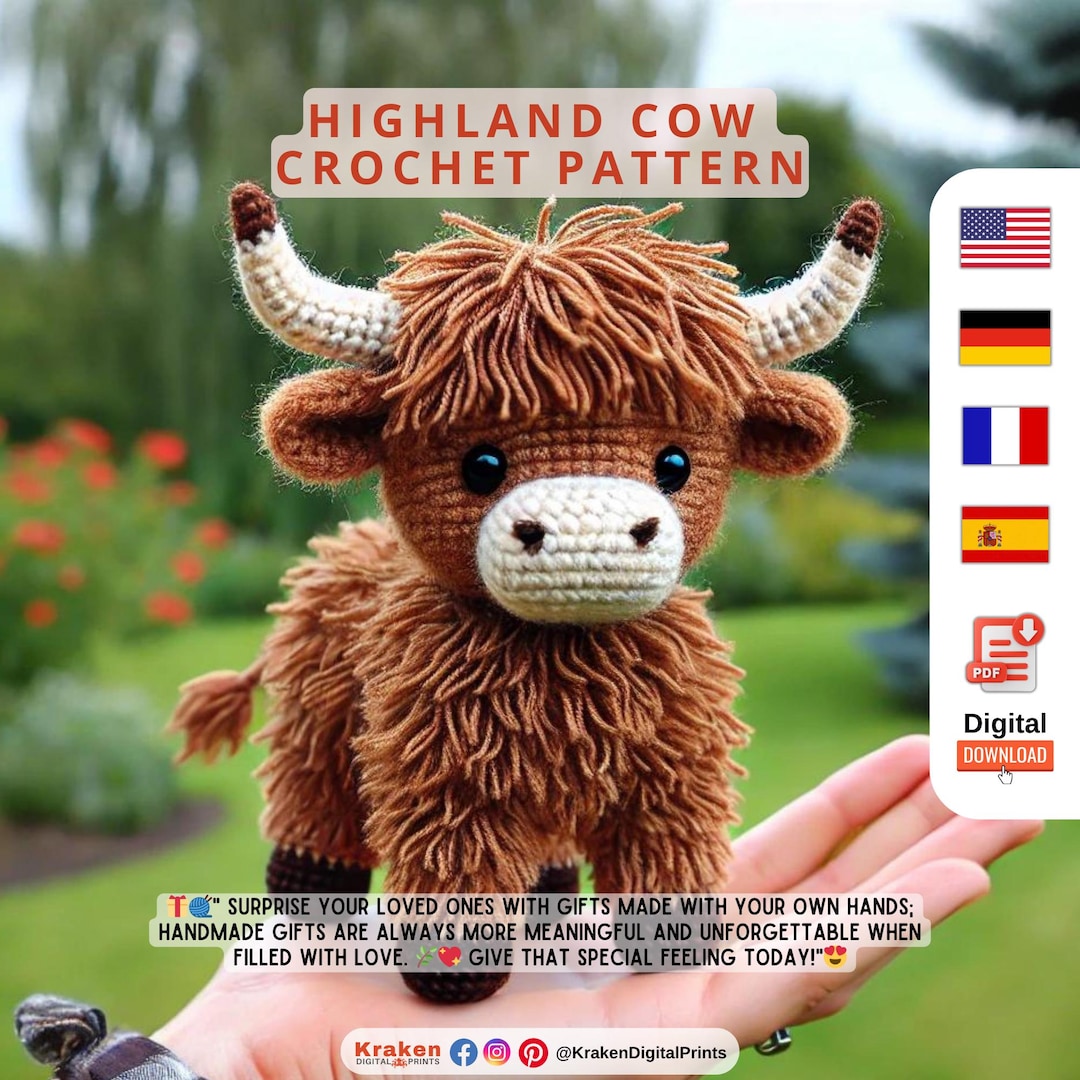 Highland Cow Crochet Pattern PDF Amigurumi Cow Pattern Crochet Animal ...