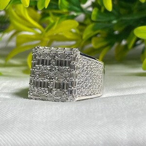 Hip Hop Iced Out Men's Ring 925 Silver Custom Made Round and Baguette ...