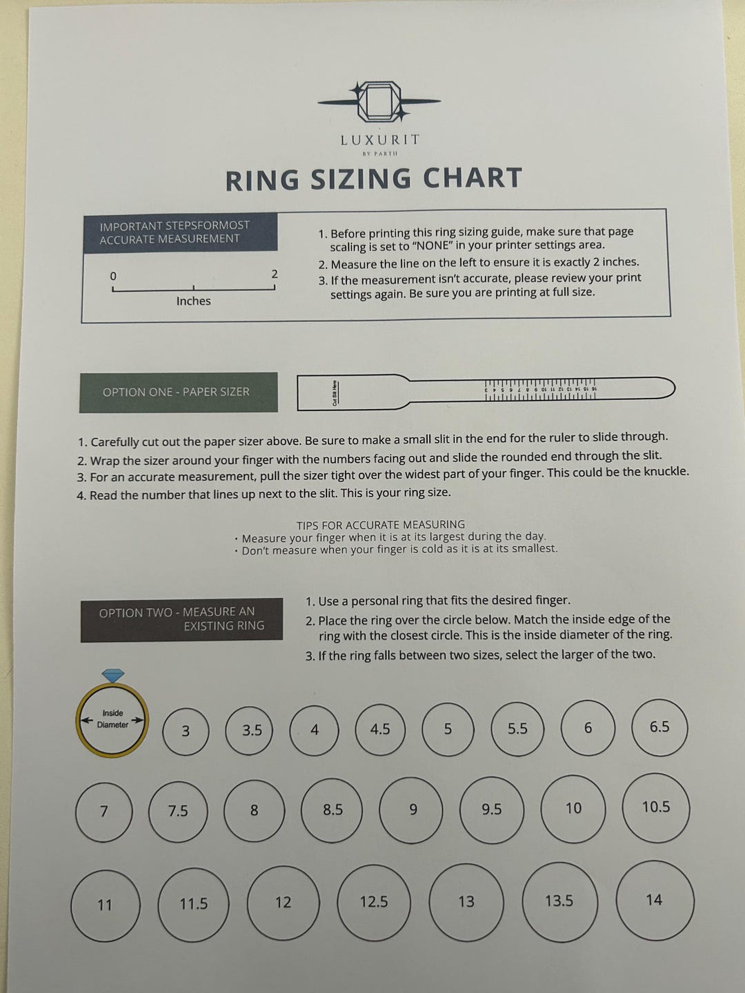 Printable Ring Sizer Tool – Accurate Us/uk/international Size Chart ...