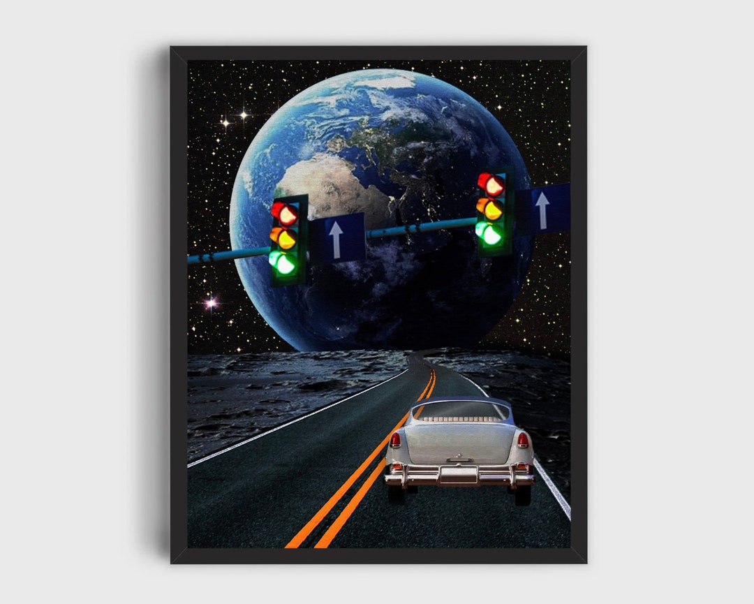 Vintage Space Highway Poster, Travel Print, Retro Art Deco, Vintage ...