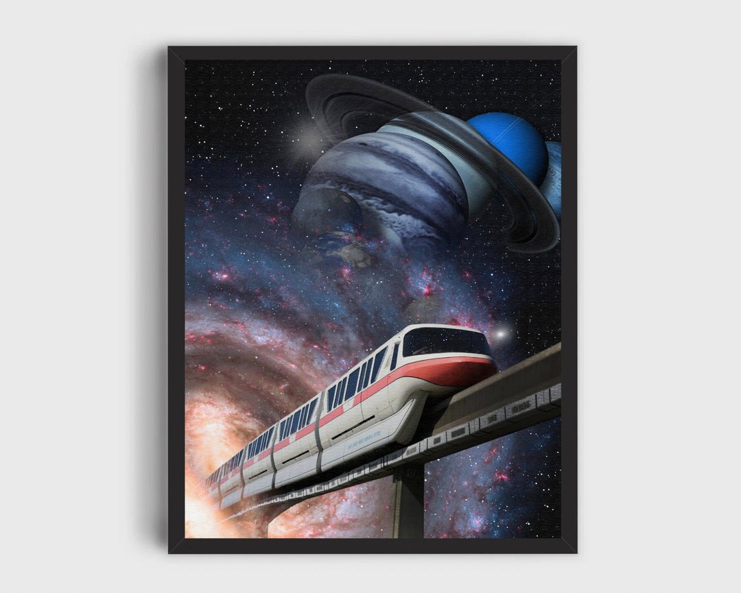 Vintage Space Monorail Poster, Travel Print, Retro Art Deco, Vintage ...