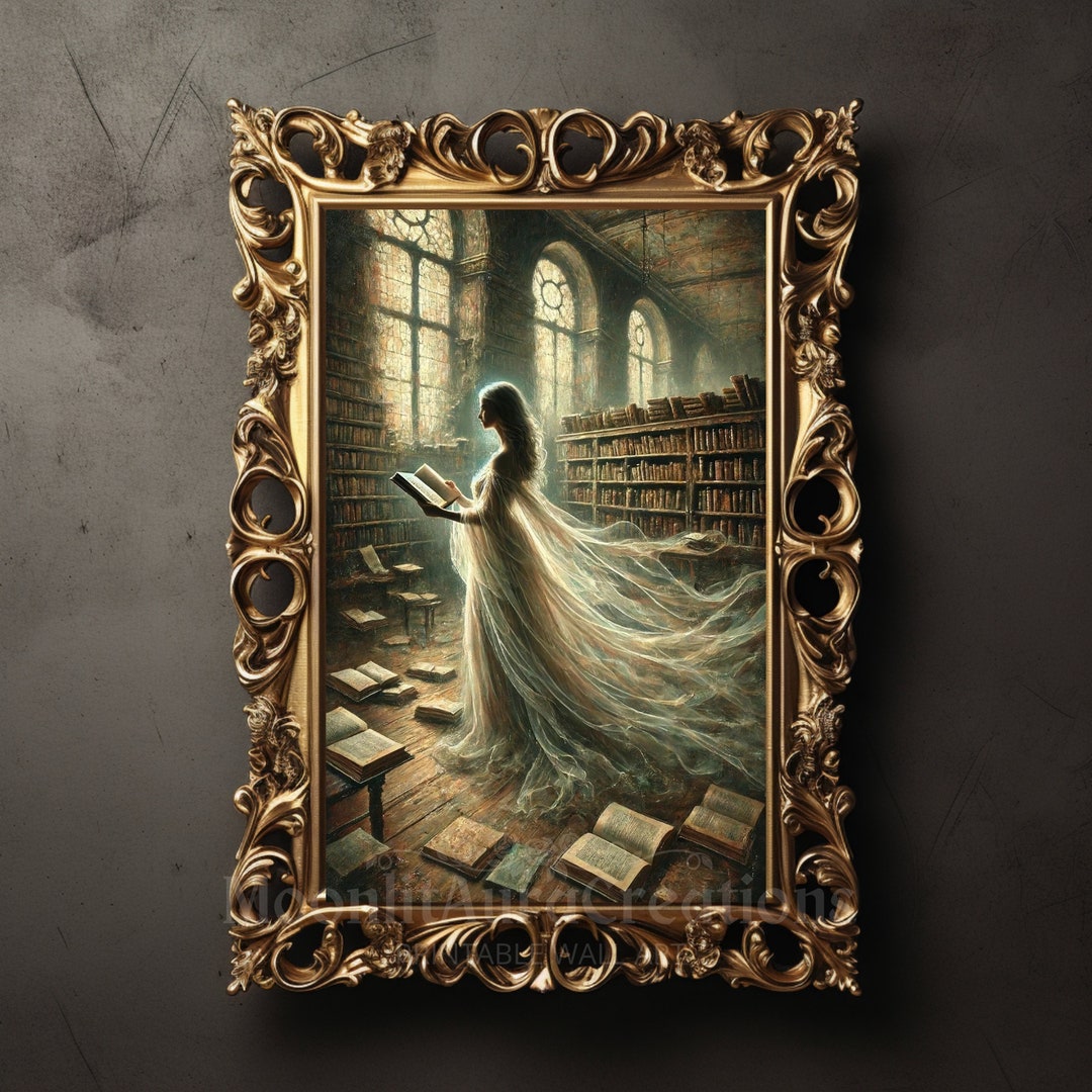 Ghost Library Printable Wall Art Dark Academia Vintage Book Decor - Etsy