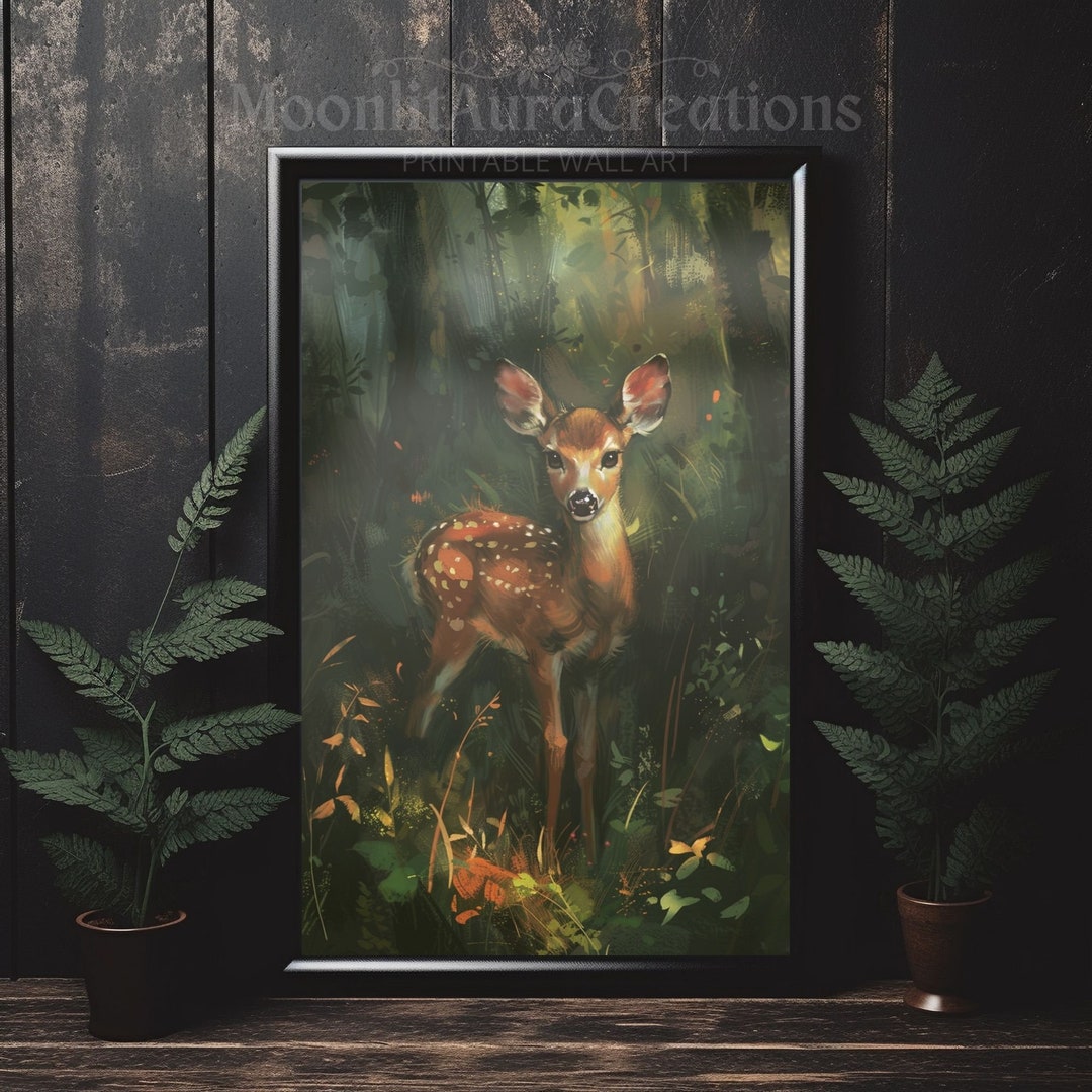 Enchanted Forest Fawn Digital Print | Gothic Wall Art | Dark Academia ...