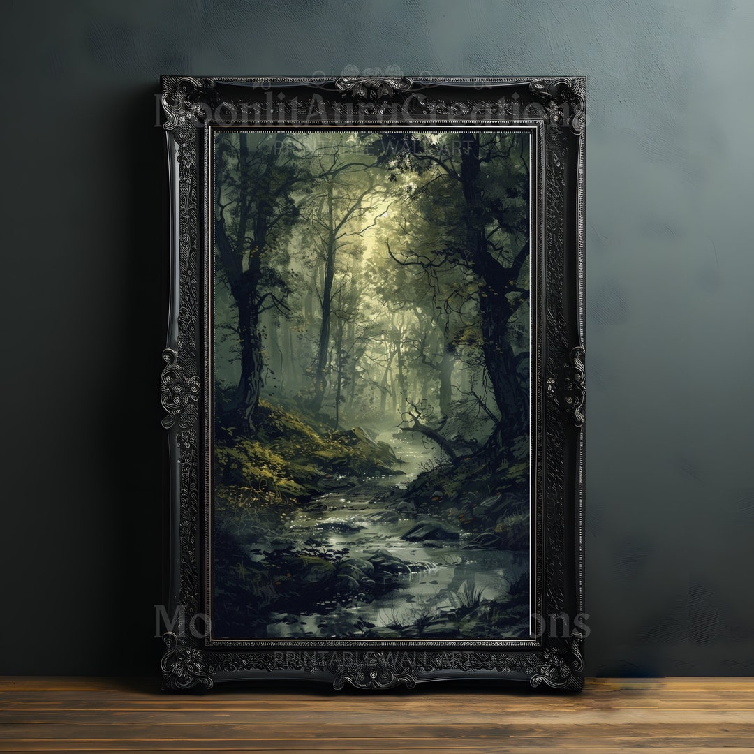 Enchanted Forest Creek Print | Nature Wall Art | Cottagecore Decor ...