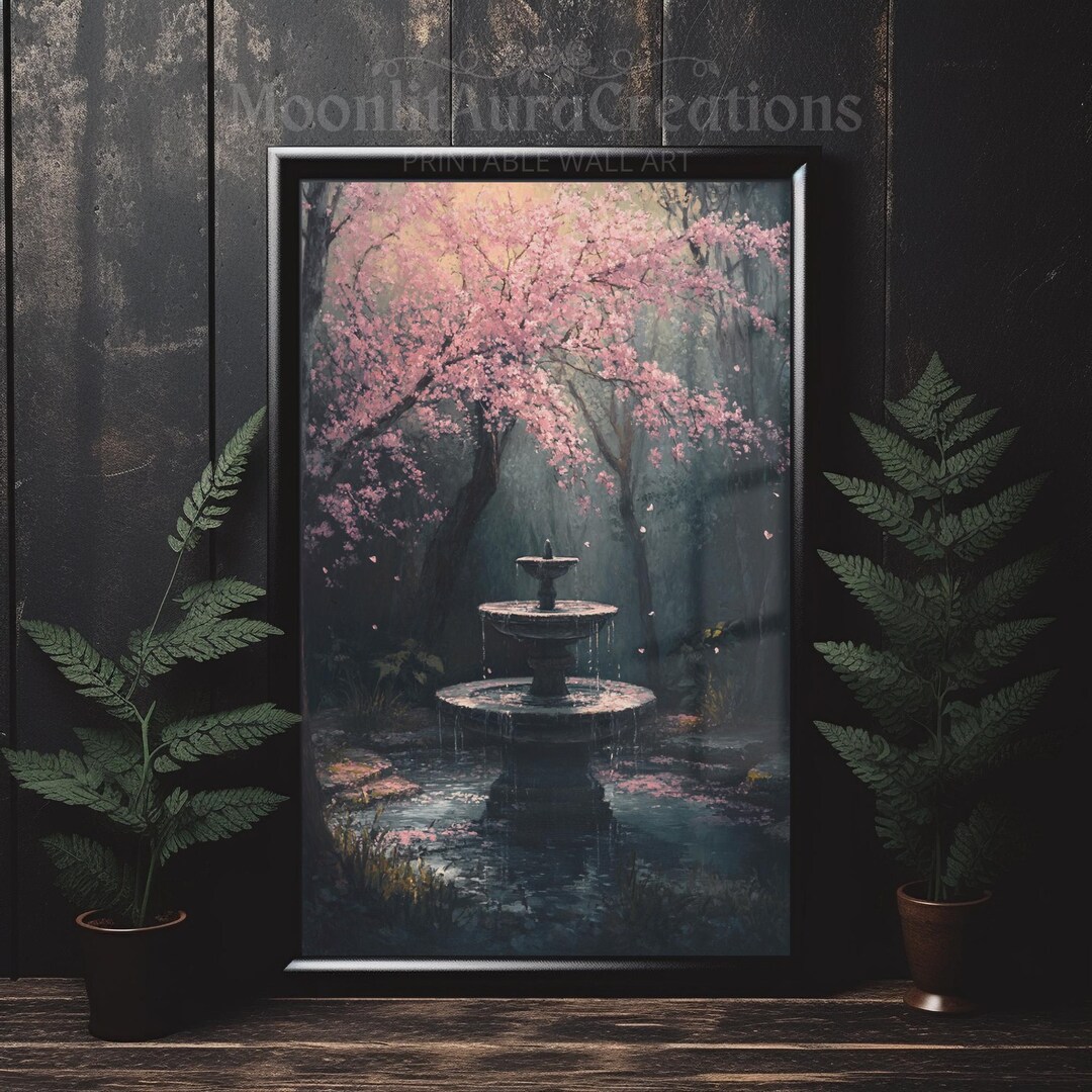 DIGITAL DOWNLOAD of Enchanted Spring Fountain Scene | Cottagecore ...