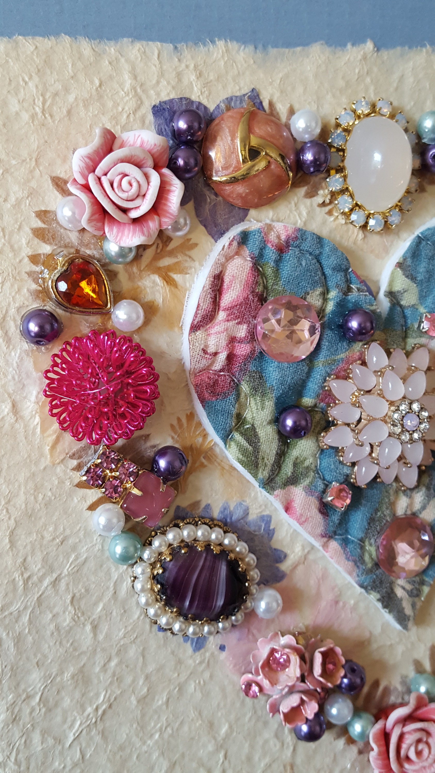 Hearts Jewelry Artwork Framed Vintage and Custom Jewelry Picture Frame ...