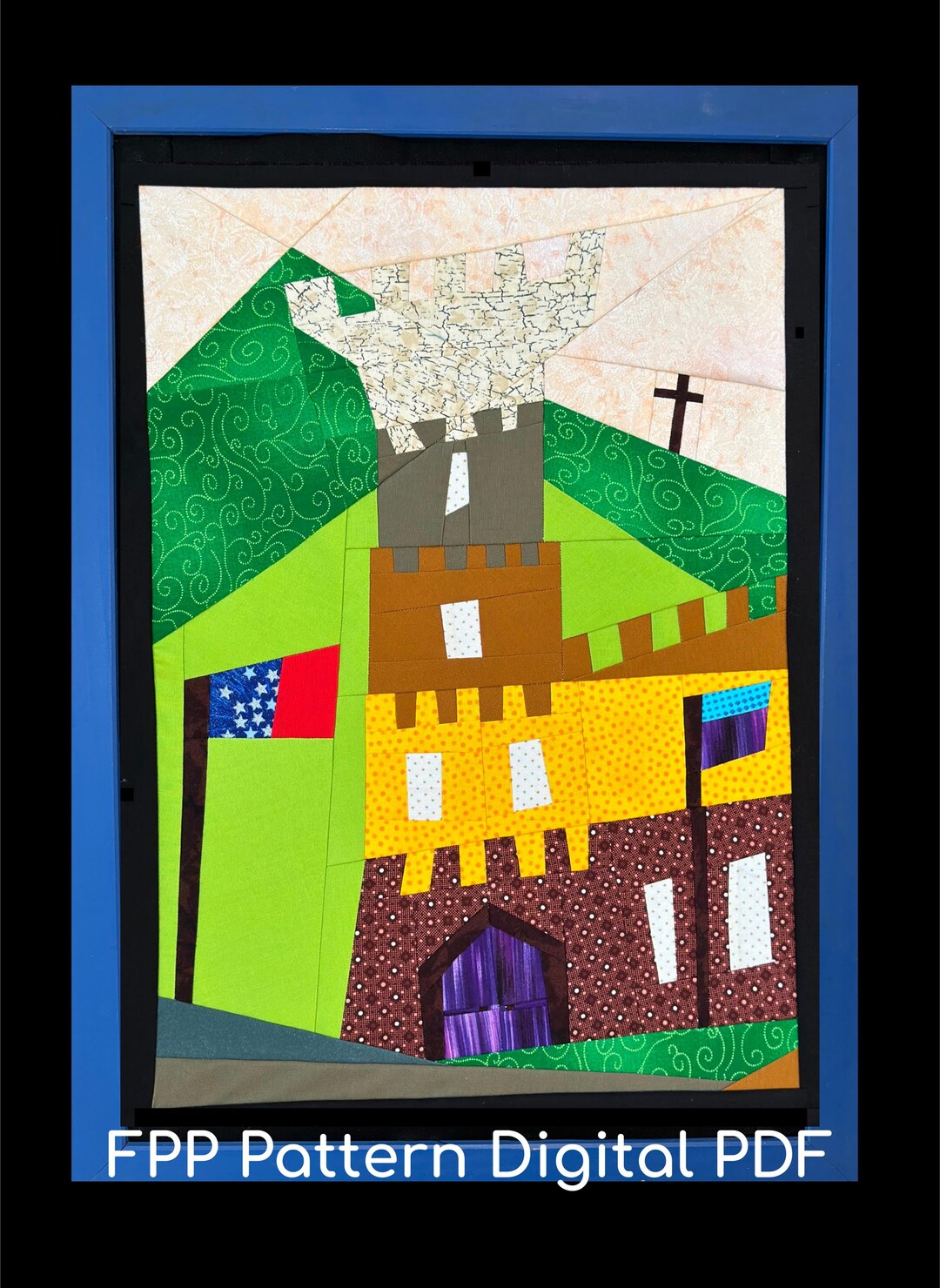 FPP Aerial Castle Scrap Quilt FPP Pattern: Wonky Towers #13 Colorful ...