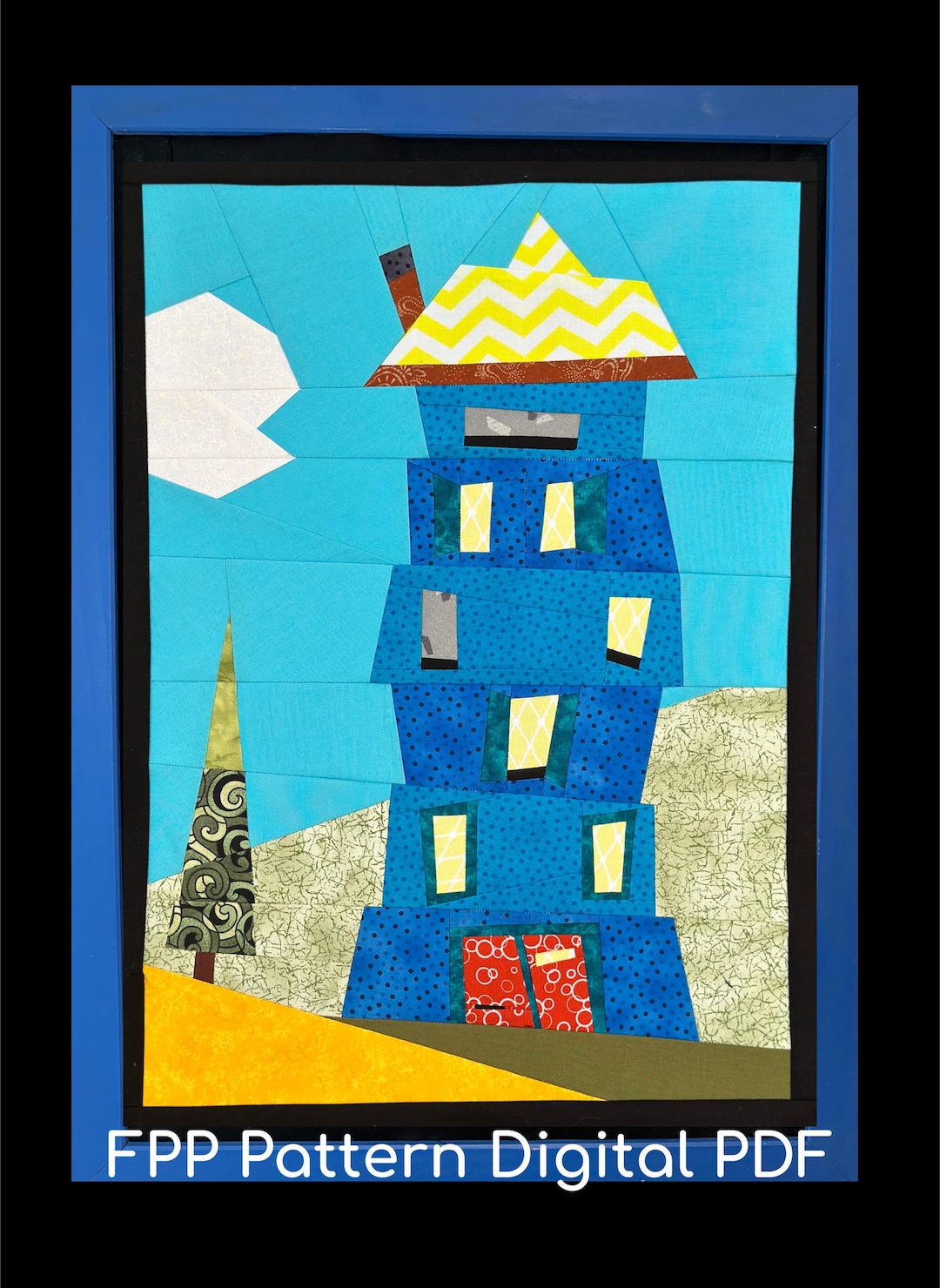 FPP Peak Riser Scrap Quilt FPP Pattern: Wonky Towers #8 Colorful Design ...