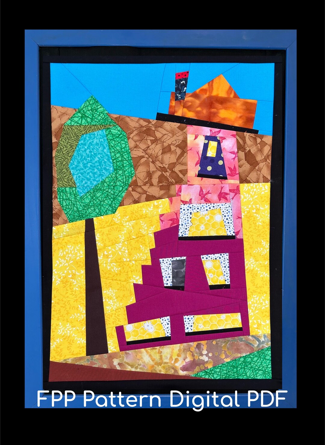 FPP Heavenly Stairs Scrap Quilt FPP Pattern: Wonky Towers #9 Colorful ...